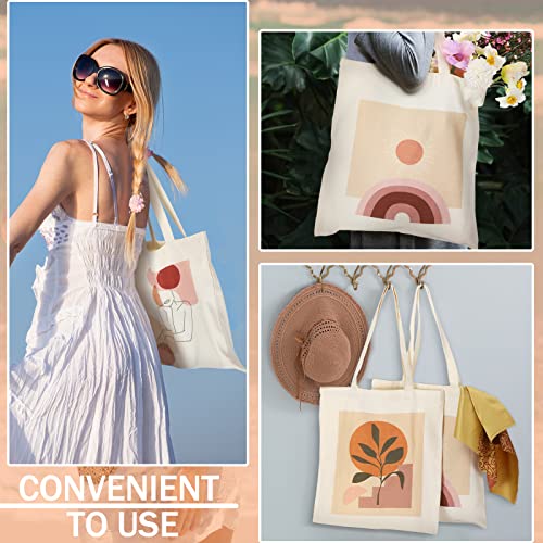 3 Pieces Boho Canvas Tote Bag Reusable Aesthetic Canvas Bag Minimalist Canvas Totes School Shoulder Bag for Girls Grocery Cute Shopping Bags Kitchen Reusable Grocery Bags for Women Girl Shopping