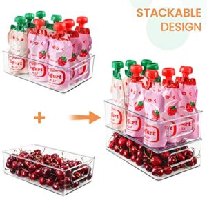 BS ONE Refrigerator Organizer Bins, Set Of 6 Stackable Fridge Organizers and Storage Clear, Two Size Plastic Storage Bins for Pantry, Kitchen Cabinets, Shelves, Drawer, Freezer