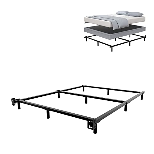 ANBLIZE King Size Bed Frame 7 Inch Heavy Duty Meta Bedframe for Box Spring and Mattress Set 9-Leg Weight Support 3000LBS Tool-Free Easy Assembly，Black