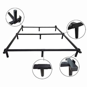 ANBLIZE King Size Bed Frame 7 Inch Heavy Duty Meta Bedframe for Box Spring and Mattress Set 9-Leg Weight Support 3000LBS Tool-Free Easy Assembly，Black