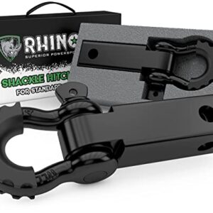 Rhino USA Shackle Hitch Receiver + Locking Hitch Pin Combo - Weatherproof Anti-Theft Lockable Pin for Trucks, Jeeps, Vehicle Recovery - Mounts to 2" Receivers