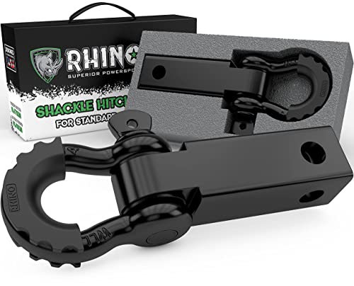 Rhino USA Shackle Hitch Receiver + Locking Hitch Pin Combo - Weatherproof Anti-Theft Lockable Pin for Trucks, Jeeps, Vehicle Recovery - Mounts to 2" Receivers