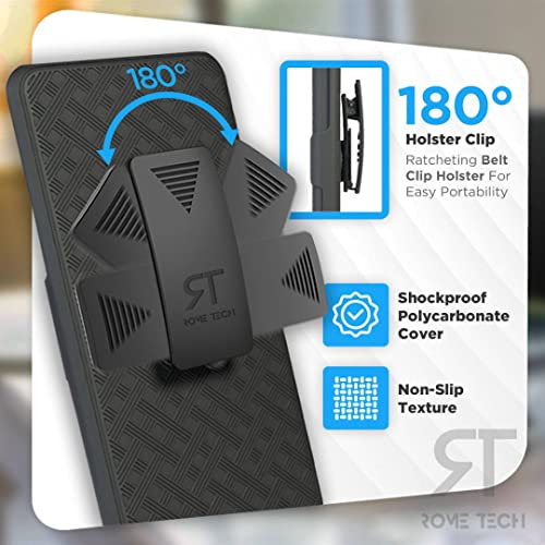 Rome Tech Holster Case with Belt Clip for Samsung Galaxy S22 6.1" [ONLY] Slim Heavy Duty Shell Holster Combo - Rugged Phone Cover with Kickstand Compatible with Samsung Galaxy S22 - Black