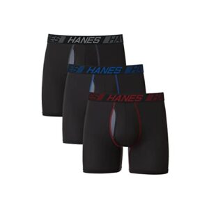 hanes men's x-temp total support pouch boxer brief, anti-chafing, moisture-wicking underwear, multi-pack, regular leg-black, xx-large