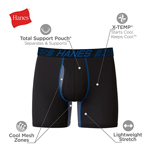 Hanes Men's X-Temp Total Support Pouch Boxer Brief, Anti-Chafing, Moisture-Wicking Underwear, Multi-Pack, Regular Leg-Black, XX-Large