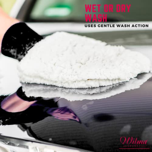 Wilma Secret Horizon Microfiber Washing Gloves - Microfiber Wash Mitt - Lint Free - Scratch Free - Machine Washable - Reusable Mittens for House Cleaning, Trucks,Cars and Motorcycles