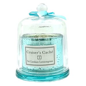 Cruiser’s Caché | Parfumerie Collection | Sri Lankan Lemongrass | Scented Cloche or Dome Candle Jar | 4.2oz | 25hr Burn Time