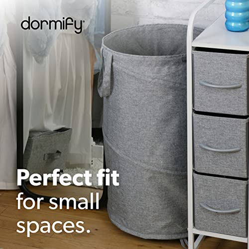 Pop Up Laundry Hamper Backpack Extra Large Round with Wheels, Shoulder Strap for Dorms, Apartments, Homes, and Travel