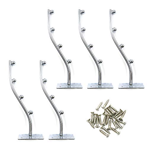 Tsnamay Wall Mount Waved Waterfall Hanger Rack 4 Beads Garment Display Hook with Screws-5Pcs