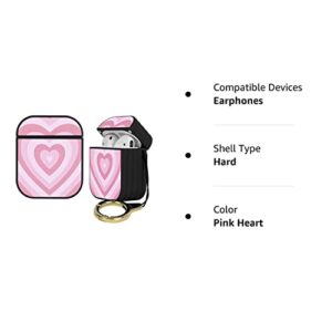 Illians OOK Case Compatible with Airpods 1&2 Magnetic Closure Full Body Protective Hard Plastic Airpods Case Pink Heart Design Wireless Charging Black Cover with Ring Key-Chain