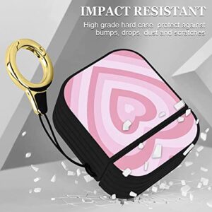 Illians OOK Case Compatible with Airpods 1&2 Magnetic Closure Full Body Protective Hard Plastic Airpods Case Pink Heart Design Wireless Charging Black Cover with Ring Key-Chain