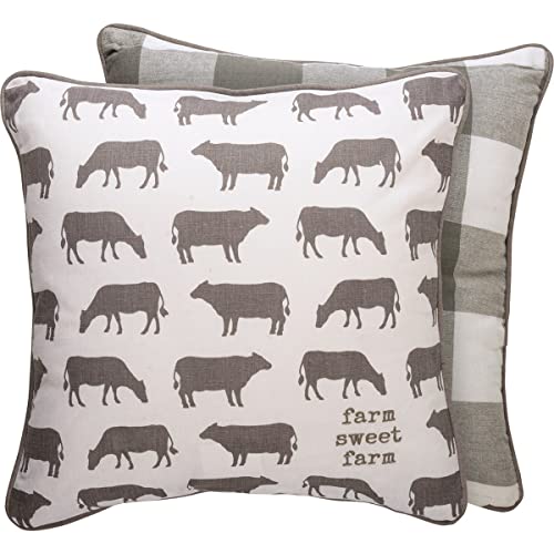 Primitives by Kathy Decorative Pillow Sweet Farm Decorative Throw Pillow, White, Grey