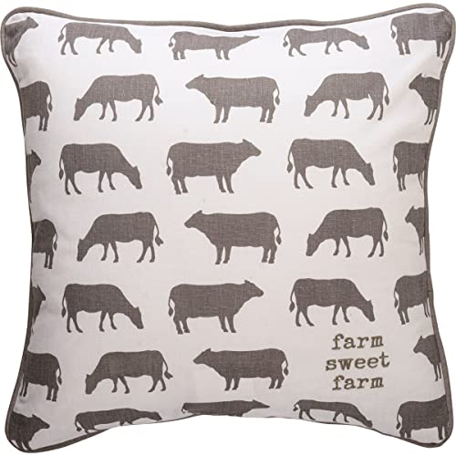 Primitives by Kathy Decorative Pillow Sweet Farm Decorative Throw Pillow, White, Grey