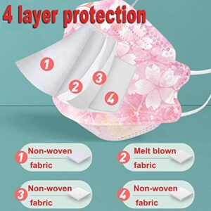 4 Ply Kids KF_94 Protection Face_Mask with Nose Wire, 50 Pack Disposable FaceMasks with 4D Designs for Boys Girls School (KF94_FLORAL_01)