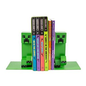 Minecraft 6-Inch Creeper Bookends, Set of 2 | Bookshelf Decor Room Essentials, Storage Organizer for Shelves and Desktops, Book Stoppers | Video Game Gifts And Collectibles