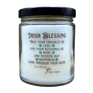 irish blessing st. patrick's day 9 ounce soy wax blend candle (mahogany teakwood)