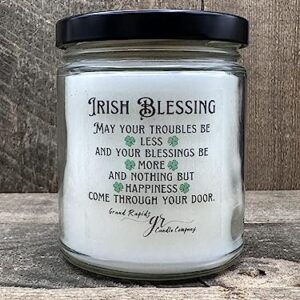 Irish Blessing St. Patrick's Day 9 ounce soy wax blend candle (Mahogany Teakwood)