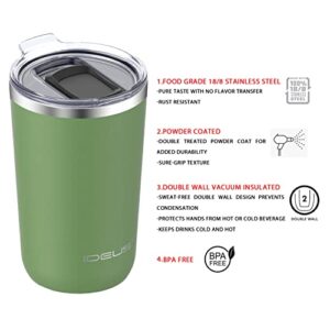 Ideus 20 oz Tumbler, Travel Coffee Mug with Splash Proof Sliding Lid, Double Wall Stainless Steel Vacuum Insulated Coffee Mug for Home and Office, Keep Beverages Hot or Cold, Avocado Green