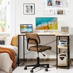 Tangkula L-Shaped Computer Desk with Reversible Shelves, 48 Inch Corner Computer Desk, Modern Writing Study Desk Home Office Workstation, Space Saving Design (48 Inch, Natural)