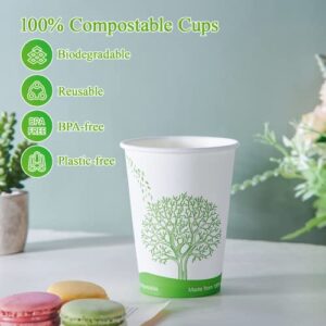 ECOLipak 240 Pack 12 oz Compostable Paper Cups, Biodegradable Disposable Paper Coffee Cups with PLA Lined, Eco-friendly Hot Drinking Cups for Party, Picnic,Travel,and Events