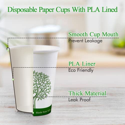 ECOLipak 240 Pack 12 oz Compostable Paper Cups, Biodegradable Disposable Paper Coffee Cups with PLA Lined, Eco-friendly Hot Drinking Cups for Party, Picnic,Travel,and Events