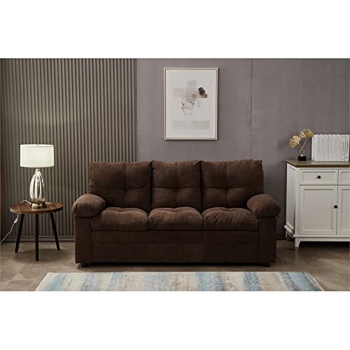 Kingway Furniture Plaencia Linen Living Room Sofa in Brown