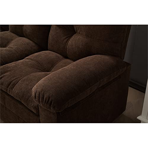 Kingway Furniture Plaencia Linen Living Room Sofa in Brown