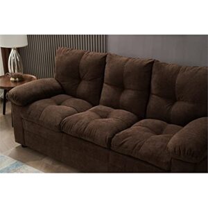 Kingway Furniture Plaencia Linen Living Room Sofa in Brown