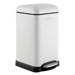 happimess hpm1012c betty retro mini 3.2-gallon step-open trash can, modern, minimalistic, fingerprint-proof, rustproof, soft close, bedroom, bathroom, kitchen, laundry room, office, 3.2 gallons, white