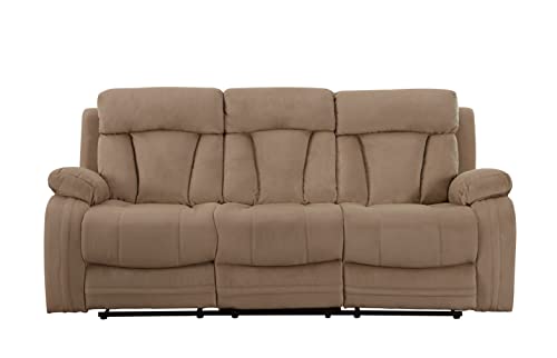 Blackjack Furniture Elton Microfiber Reclining Modern Living Room Sofa, Beige