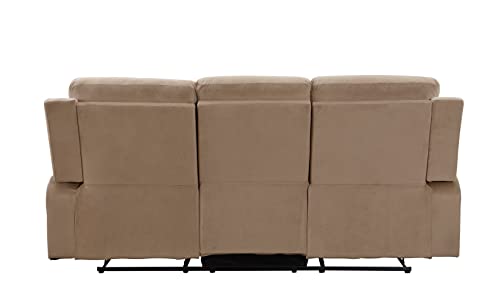 Blackjack Furniture Elton Microfiber Reclining Modern Living Room Sofa, Beige