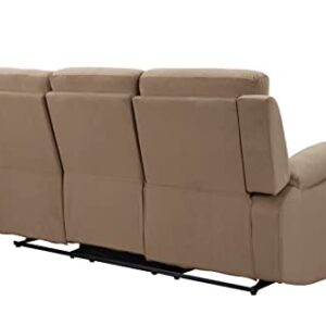 Blackjack Furniture Elton Microfiber Reclining Modern Living Room Sofa, Beige