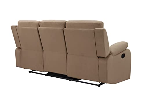 Blackjack Furniture Elton Microfiber Reclining Modern Living Room Sofa, Beige