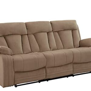 Blackjack Furniture Elton Microfiber Reclining Modern Living Room Sofa, Beige