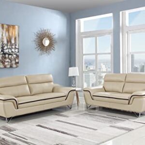 Blackjack Furniture Bailey Leather Match Upholstered Living Room Loveseat, Beige