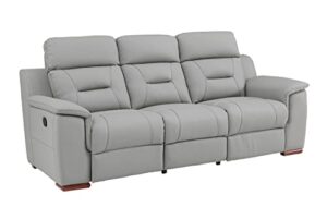 blackjack furniture walker leather match upholstered reclining living room sofa, gray