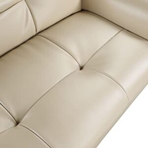 Blackjack Furniture Radford Leather Air/Match Upholstered Modern Living Room Sofa, Beige