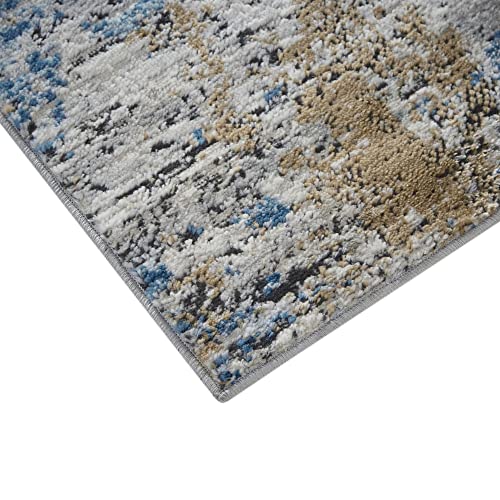 Madison Park Newport Pegasus Woven Turkish Area Rugs for Living Room, Indoor Dining Accent Modern Home Décor, Ultra Soft Floor Carpets for Dining Room, 2'7"W x 7'L Blue/Cream