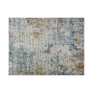 madison park newport pegasus woven turkish area rugs for living room, indoor dining accent modern home décor, ultra soft floor carpets for dining room, 2'7"w x 7'l blue/cream