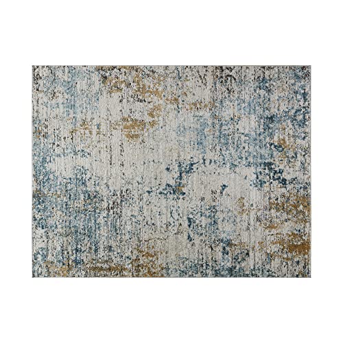 Madison Park Newport Pegasus Woven Turkish Area Rugs for Living Room, Indoor Dining Accent Modern Home Décor, Ultra Soft Floor Carpets for Dining Room, 2'7"W x 7'L Blue/Cream