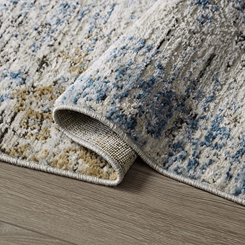 Madison Park Newport Pegasus Woven Turkish Area Rugs for Living Room, Indoor Dining Accent Modern Home Décor, Ultra Soft Floor Carpets for Dining Room, 2'7"W x 7'L Blue/Cream