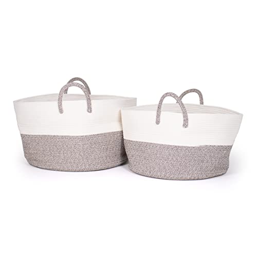 Humble Crew Cotton Rope Basket, Medium & Small, White/Beige