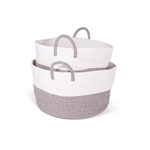 Humble Crew Cotton Rope Basket, Medium & Small, White/Beige