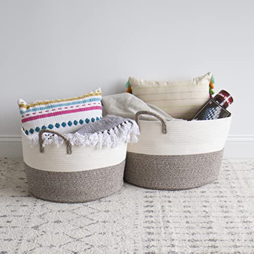 Humble Crew Cotton Rope Basket, Medium & Small, White/Beige