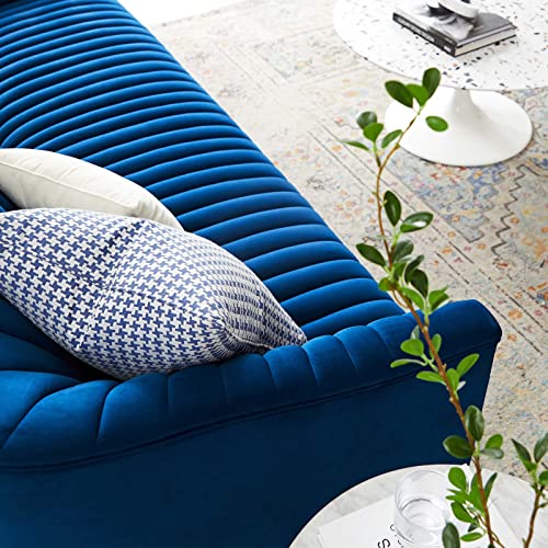 Modway Announce Performance Velvet Channel Tufted Sofa, Navy