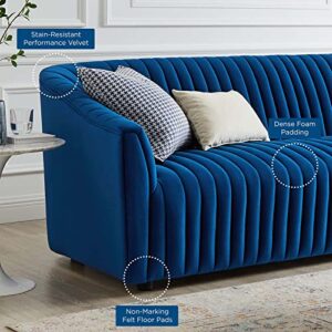 Modway Announce Performance Velvet Channel Tufted Sofa, Navy