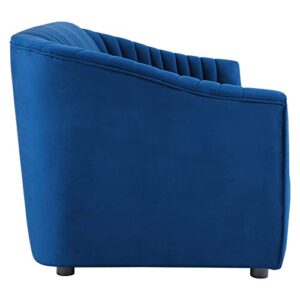 Modway Announce Performance Velvet Channel Tufted Sofa, Navy