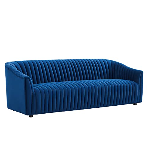 Modway Announce Performance Velvet Channel Tufted Sofa, Navy