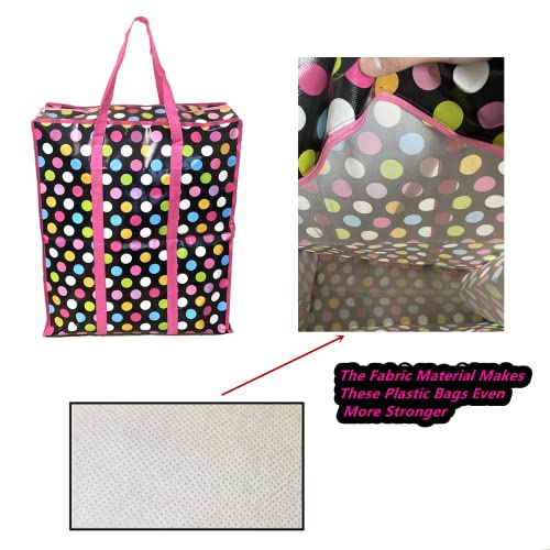 3 Pack Extra Large Jumbo Reusable Unbreakable Hard Plastic Fabric Checkered Laundry Bags with Zipper and Strong Handles for Travel, Grocery, Laundry, Shopping, Storage, Moving,Size:(25.3"x21.5"x10")