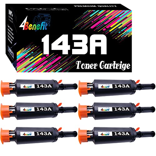 (Set of 6) 4Benefit Compatible for HP 143A 143AD Toner Cartridge W1143AD W1143A (6xBlack) Replacement for HP Neverstop Laser MFP 1001nw 1202w 1201 1202nw Laser Printer